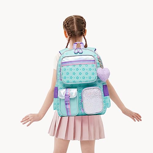 Meetbelify Backpack for Girls School Bag Aesthetic Backpack for Elementary Student Teen Girls Cute Bookbag Kids Kawaii Backpack for Girls 8-10