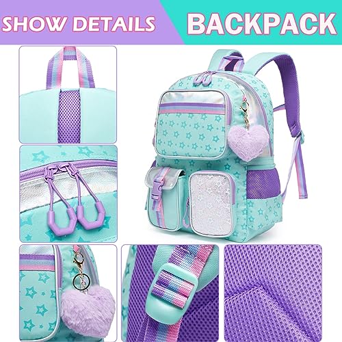 Meetbelify Backpack for Girls School Bag Aesthetic Backpack for Elementary Student Teen Girls Cute Bookbag Kids Kawaii Backpack for Girls 8-10