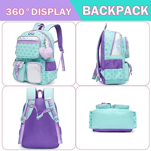 Meetbelify Backpack for Girls School Bag Aesthetic Backpack for Elementary Student Teen Girls Cute Bookbag Kids Kawaii Backpack for Girls 8-10