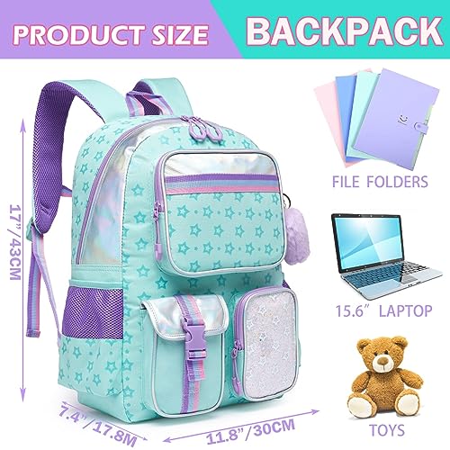 Meetbelify Backpack for Girls School Bag Aesthetic Backpack for Elementary Student Teen Girls Cute Bookbag Kids Kawaii Backpack for Girls 8-10