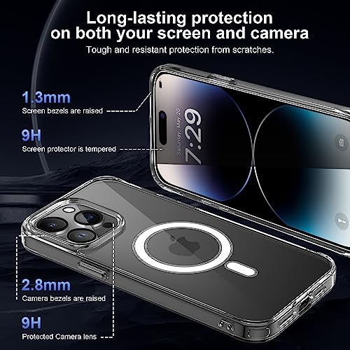 NuSpec for iPhone 14 Pro Max Case 6.7-Inch, [5 in 1 Bundle] 1X [Clear Shockproof Slim Case] 2X [Glass Screen Protector] 2X [Camera Lens Protector] [Anti Yellowing] [Military-Grade Drop Protection]