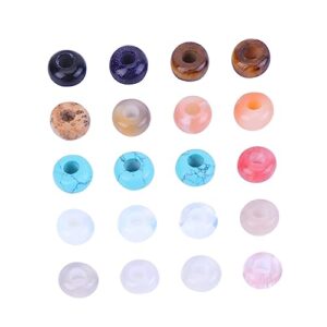 sewacc 20pcs european beads bracelets beaded circle beads tibetan agate gemstone donut beads agate beads beading kits jewelry beads diy beads semi-precious stones suite scattered beads