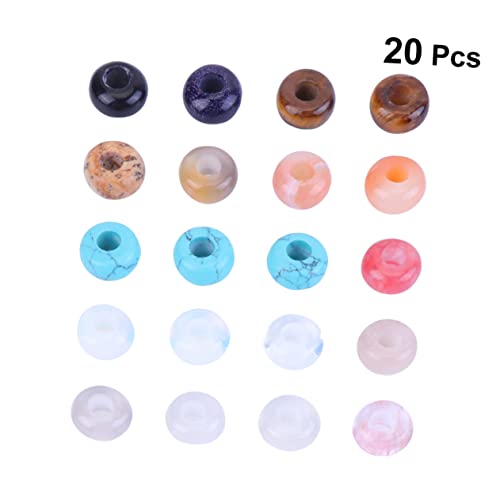 SEWACC 20pcs European Beads Bracelets Beaded Circle Beads Tibetan Agate Gemstone Donut Beads Agate Beads Beading Kits Jewelry Beads DIY Beads Semi-precious Stones Suite Scattered Beads