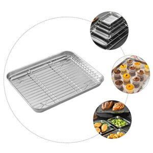 DOITOOL 1 Set Stainless Steel Bakeware Oven Grill Rack Oven Tray Bread Cooling Rack Home Baking Pan Oven Cookie Pan Metal Baking Pan Roasting Rack Drying Storage Tray Baking Accessories