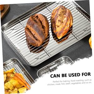 DOITOOL 1 Set Stainless Steel Bakeware Oven Grill Rack Oven Tray Bread Cooling Rack Home Baking Pan Oven Cookie Pan Metal Baking Pan Roasting Rack Drying Storage Tray Baking Accessories