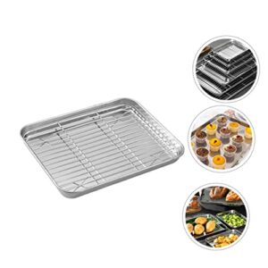 DOITOOL 1 Set Stainless Steel Bakeware Oven Grill Rack Oven Tray Bread Cooling Rack Home Baking Pan Oven Cookie Pan Metal Baking Pan Roasting Rack Drying Storage Tray Baking Accessories