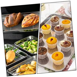 DOITOOL 1 Set Stainless Steel Bakeware Oven Grill Rack Oven Tray Bread Cooling Rack Home Baking Pan Oven Cookie Pan Metal Baking Pan Roasting Rack Drying Storage Tray Baking Accessories