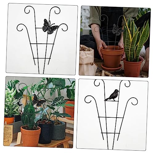 YARNOW 4 Pcs Indoor Plant Rose Plant Decor Plants Garden Pot Trellis Plant Support Stake Plants Ladder Trellis Rack for Garden Decorative Plant Trellis Plant Climbing Rack Fixed Rod Iron