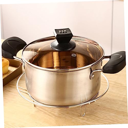 Mobestech Stainless Steel Pot Rack Desktop Tripod Heavy Duty Tripod Stainless Steel Saute Pan Wok Ring for Gas Stove Korean Pot Wok Ring for Electric Stove Stainless Steel Silver Pan Rack