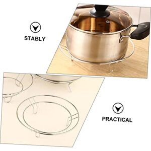 Mobestech Stainless Steel Pot Rack Desktop Tripod Heavy Duty Tripod Stainless Steel Saute Pan Wok Ring for Gas Stove Korean Pot Wok Ring for Electric Stove Stainless Steel Silver Pan Rack