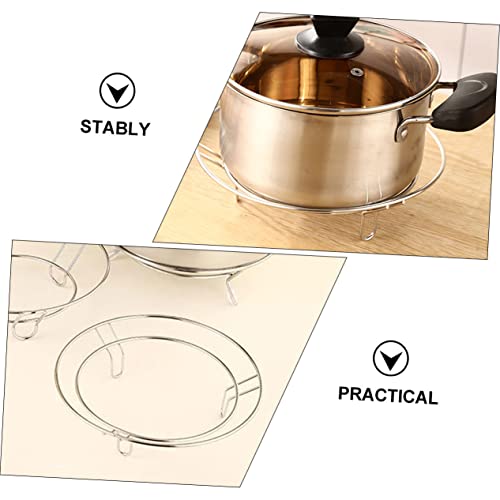 Mobestech Stainless Steel Pot Rack Desktop Tripod Heavy Duty Tripod Stainless Steel Saute Pan Wok Ring for Gas Stove Korean Pot Wok Ring for Electric Stove Stainless Steel Silver Pan Rack