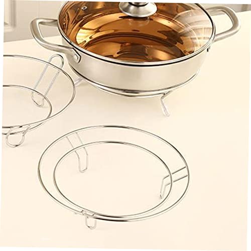 Mobestech Stainless Steel Pot Rack Desktop Tripod Heavy Duty Tripod Stainless Steel Saute Pan Wok Ring for Gas Stove Korean Pot Wok Ring for Electric Stove Stainless Steel Silver Pan Rack