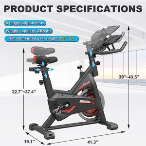 GOFLYSHINE Exercise Bikes/Magnetic Resistance Exercise Bike for Home Indoor Cycling Bike for Home Cardio Gym,Workout Bike with Saddle Cover, Ipad Mount & LCD Monitor,Silent Belt Drive