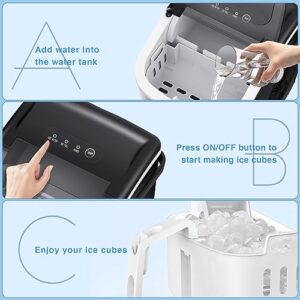 R.W.FLAME Ice Makers Countertop，Ice Maker 6 Minutes 9 Ice Cubes 24 Hours 26 lbs Self-Cleaning Portable Ice Maker with Handle and Ice Scoop, Ice Maker for Home/Office/RV/Party（Black）