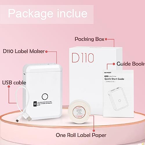 MFoffice Portable Label Makers for Labeling, White D110 Label Maker Machine with Tape, Multiple Thermal Mini Label Printer Bluetooth Wireless Rechargeable Printer for Home Office Organization