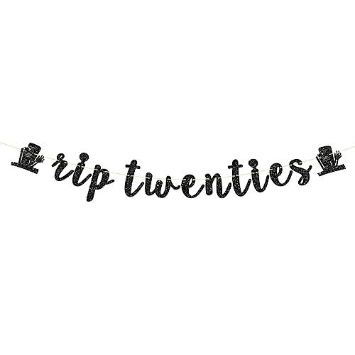 Rip Twenties Banner, Happy 30th Birthday Party Supplies, Funeral Themed 30th Birthday Party Banner, Death to My Twenties Party Decorations, Black Glitter