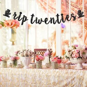 Rip Twenties Banner, Happy 30th Birthday Party Supplies, Funeral Themed 30th Birthday Party Banner, Death to My Twenties Party Decorations, Black Glitter