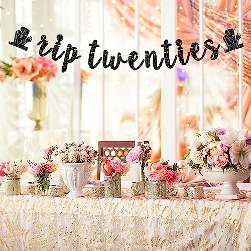 Rip Twenties Banner, Happy 30th Birthday Party Supplies, Funeral Themed 30th Birthday Party Banner, Death to My Twenties Party Decorations, Black Glitter