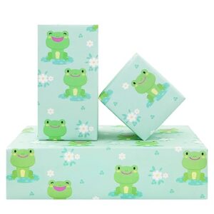 winterworm cute frog wrapping paper,green birthday gift wrapping paper for girls boys,4 folded sheets lotus leaf flower kraft gift wrapping paper for christmas baby shower kids gift wrap,28 * 20 inch