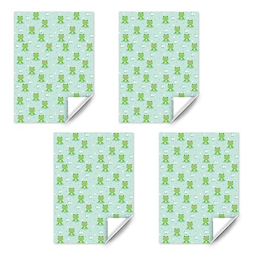 Winterworm Cute Frog Wrapping Paper,Green Birthday Gift Wrapping Paper for Girls Boys,4 Folded Sheets Lotus Leaf Flower Kraft Gift Wrapping Paper for Christmas Baby Shower Kids Gift Wrap,28 * 20 Inch