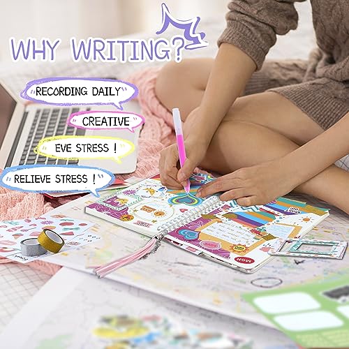 Esnowlee DIY Journal Kit for Teenage Girls Scrapbook & Diary Supplies Set Gift for 8-14 Year Old Girl Birthday Gifts Ideas for Teen Age Girls