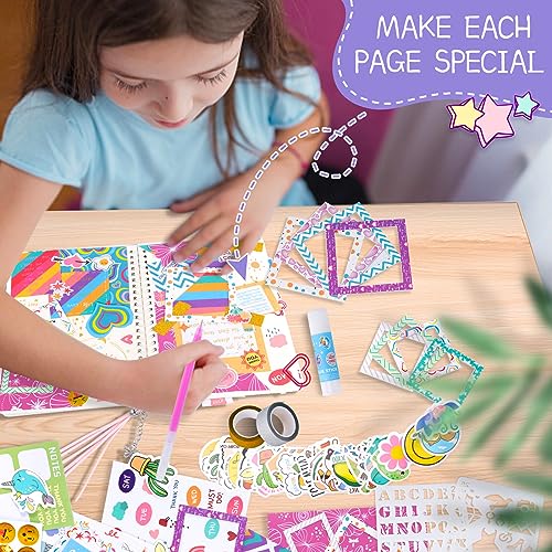 Esnowlee DIY Journal Kit for Teenage Girls Scrapbook & Diary Supplies Set Gift for 8-14 Year Old Girl Birthday Gifts Ideas for Teen Age Girls