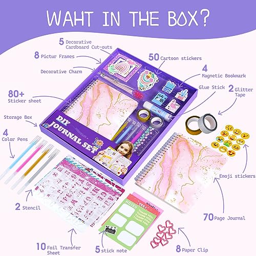 Esnowlee DIY Journal Kit for Teenage Girls Scrapbook & Diary Supplies Set Gift for 8-14 Year Old Girl Birthday Gifts Ideas for Teen Age Girls