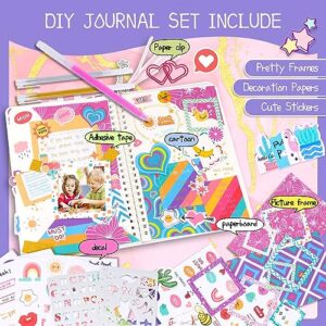 Esnowlee DIY Journal Kit for Teenage Girls Scrapbook & Diary Supplies Set Gift for 8-14 Year Old Girl Birthday Gifts Ideas for Teen Age Girls