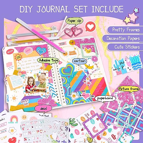 Esnowlee DIY Journal Kit for Teenage Girls Scrapbook & Diary Supplies Set Gift for 8-14 Year Old Girl Birthday Gifts Ideas for Teen Age Girls