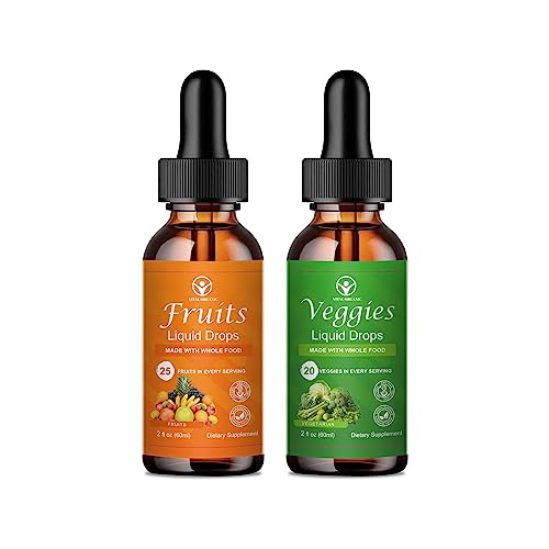 Fruits and Veggies Supplements - Liquid Drops - Made in USA, Balance of Organic Nature Fruit and Vegetables - Supports Energy Levels, Rich in Vitamin - Non GMO, Soy Free & Vegan (2Oz/60ml)