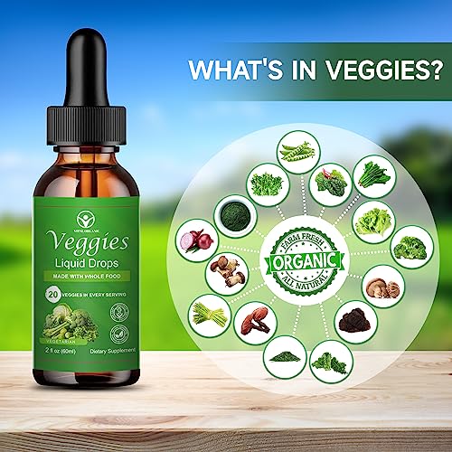 Fruits and Veggies Supplements - Liquid Drops - Made in USA, Balance of Organic Nature Fruit and Vegetables - Supports Energy Levels, Rich in Vitamin - Non GMO, Soy Free & Vegan (2Oz/60ml)