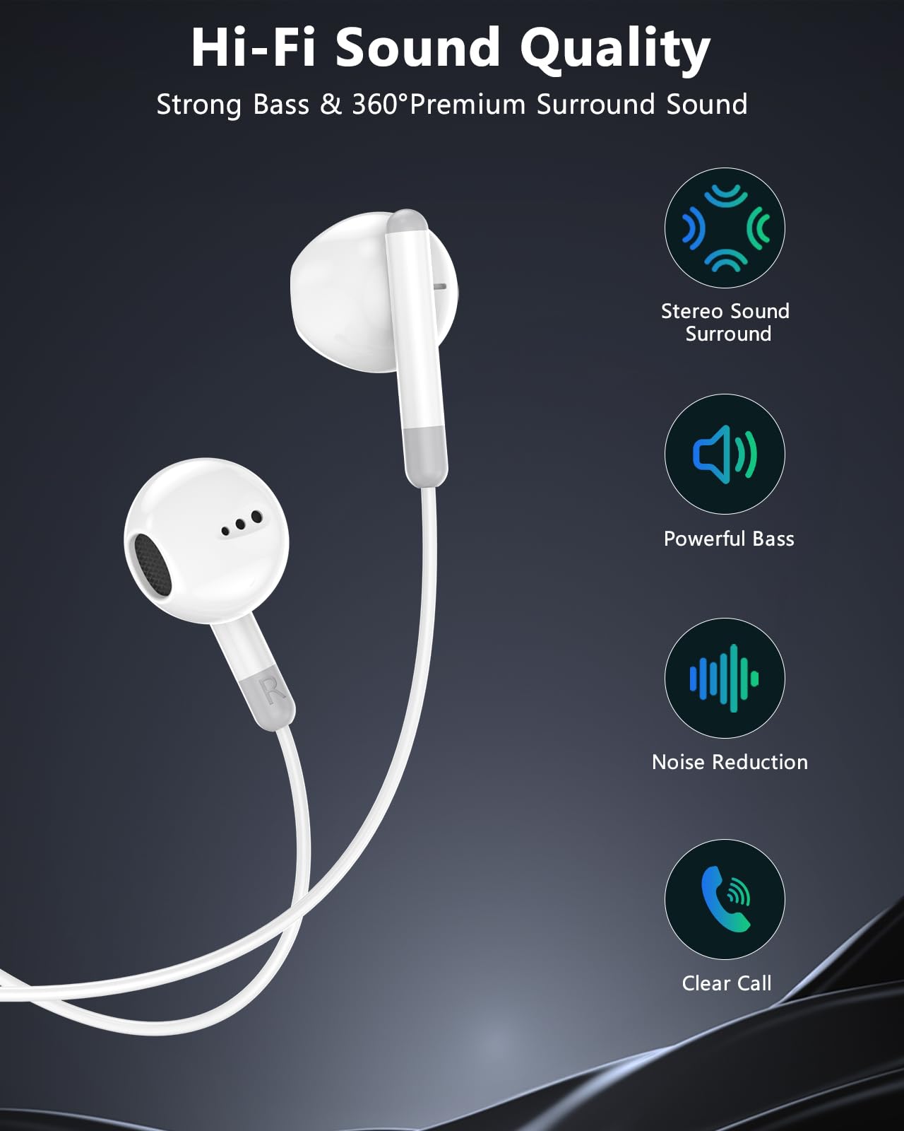 Oceovc iPhone Wired Earbuds with Lighting Connector [No Bluetooth Required/MFi Certified] Built-in Microphone & Volume Control Earphones- iPhone Headphones Compatible with iPhone 14/13/12/SE/11/X/XS