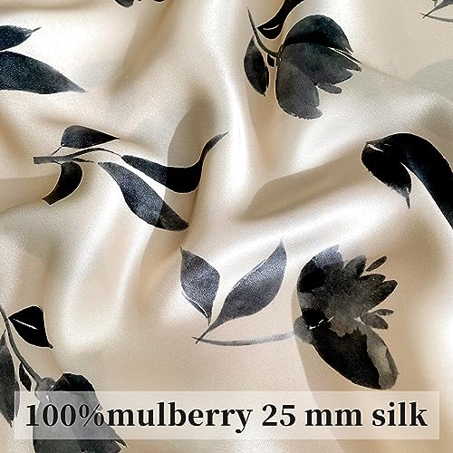 100% Mulberry Silk Pillowcase, 25 Momme Pure Silk Pillow Case Both Side and Hair Scrunchies Grade 6A, 20"x26" Silk Pillowcases for Hair and Skin, Anti Wrinkle Pillowcase 1pc Envelope Design, Gift Set