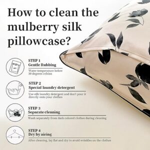 100% Mulberry Silk Pillowcase, 25 Momme Pure Silk Pillow Case Both Side and Hair Scrunchies Grade 6A, 20"x26" Silk Pillowcases for Hair and Skin, Anti Wrinkle Pillowcase 1pc Envelope Design, Gift Set