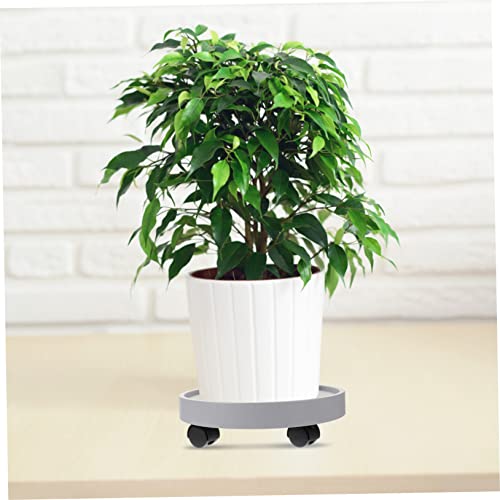 SECFOU Flower Pot Bracket Wheel Dolly Heavy Duty Dolly Round Planter Wheeled Potted Plant Stand Heavy Duty Plant Stand Rolling Plant Caddy Succulent Pot Tray Movable Planter Stand Grey