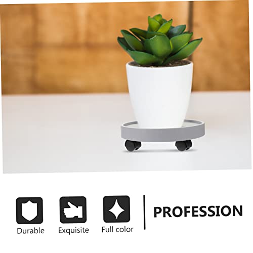 SECFOU Flower Pot Bracket Wheel Dolly Heavy Duty Dolly Round Planter Wheeled Potted Plant Stand Heavy Duty Plant Stand Rolling Plant Caddy Succulent Pot Tray Movable Planter Stand Grey