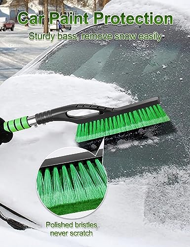 SEAAES 3 Pack Car Snow Scraper and Brush, 27 Inch Snow Brush for Car Window, Detachable Ice Scraper with Foam Grip for Windshield SUV Truck