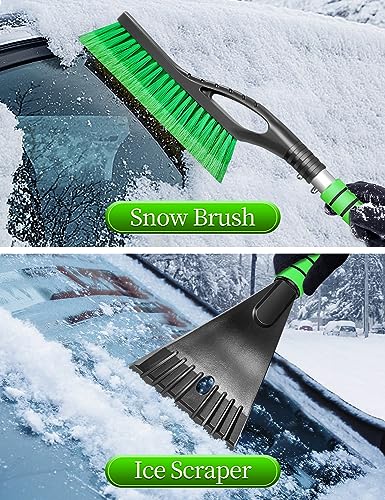 SEAAES 3 Pack Car Snow Scraper and Brush, 27 Inch Snow Brush for Car Window, Detachable Ice Scraper with Foam Grip for Windshield SUV Truck