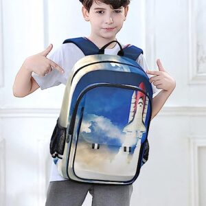 Glaphy Spaceship Launch Rockets Backpack, School Bag Lightweight Laptop Backpack Students Travel Daypack with Reflective Stripes