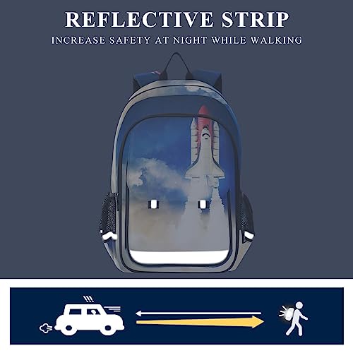 Glaphy Spaceship Launch Rockets Backpack, School Bag Lightweight Laptop Backpack Students Travel Daypack with Reflective Stripes