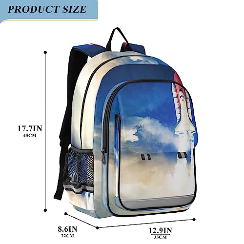 Glaphy Spaceship Launch Rockets Backpack, School Bag Lightweight Laptop Backpack Students Travel Daypack with Reflective Stripes