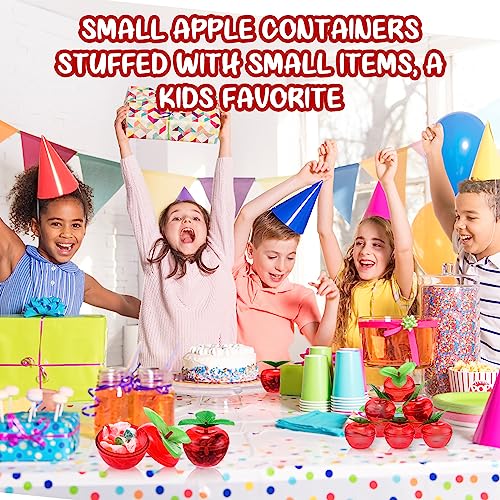 Leinuosen 80 Pack Red Apple Container 2 Inch Mini Apple Shaped Container Plastic Candy Jars Filled Apple Decorations Apple Candy Toy Gift for Teacher Fall Christmas Birthday Wedding Party Favors