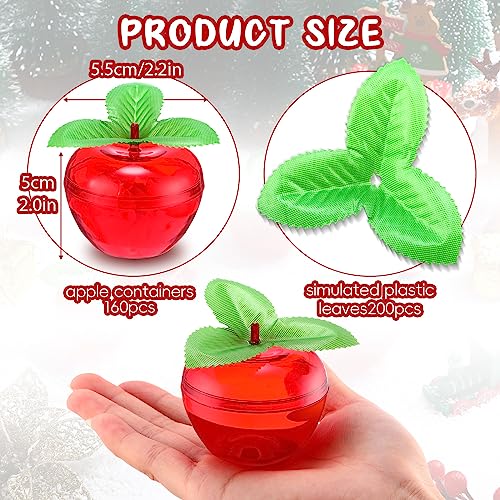 Leinuosen 80 Pack Red Apple Container 2 Inch Mini Apple Shaped Container Plastic Candy Jars Filled Apple Decorations Apple Candy Toy Gift for Teacher Fall Christmas Birthday Wedding Party Favors