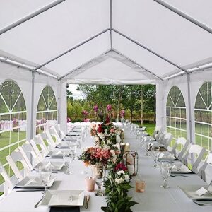 DWVO 16x32 ft Outdoor Heavy Duty Party Tent Wedding Event Shelters Upgraded Galvanized Canopy with Large White Roof, Removable Sidewalls & Storage Bags