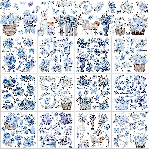 12 Sheets Rub on Transfers for Crafts and Furniture Rub on Transfers Stickers Classic Bird Floral Lavender Butterfly Decals for Home Office Paper Wood DIY Craft, 5.5 x 5.7 Inch (Vivid Flower)