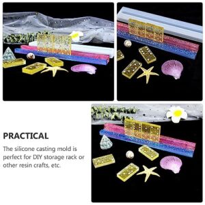 EXCEART Resin Molds Resin Molds 2Pcs Crystal Epoxy Domino Bracket Silicone Mold Domino Holder Resin Molds Hand Mold Crystal Domino Stand Mold for DIY Domino Storage Tray