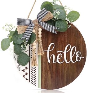 3d welcome wreath porch door wood decor, boho hello front door sign hanging, farmhouse aztec wall sign hanger for home/office/shop/classroom