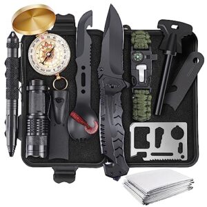 abpir survival kits, gifts for christmas men dad husband him, 13 in 1 survival gear and equipment tactical tools for camping hiking hunting outdoor adventure, cool birthday idea