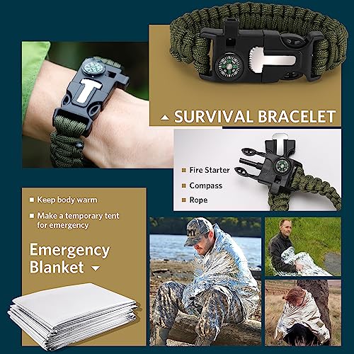 ABPIR Survival Kits, Gifts for Christmas Men Dad Husband Him, 13 in 1 Survival Gear and Equipment Tactical Tools for Camping Hiking Hunting Outdoor Adventure, Cool Birthday Idea