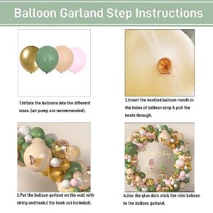 Sage Green Pink Balloon Arch Kit 153Pcs Light Pink Olive Green Blush White Gold Latex Confetti Balloons Garland Artificial Eucalyptus 3D Butterfly for Baby Shower Birthday Party Decorations